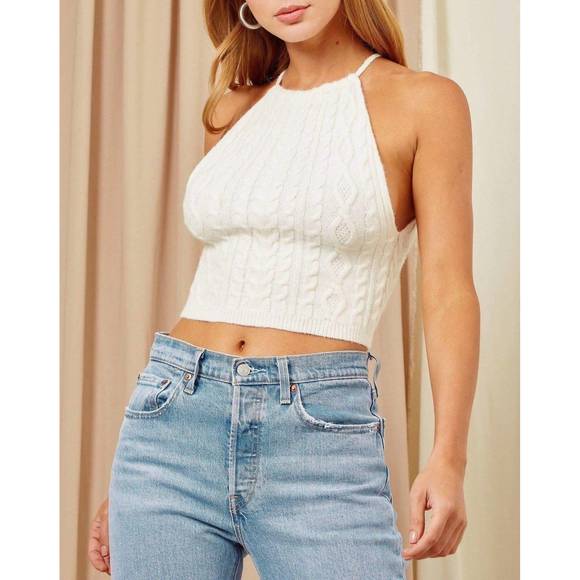 Et Clet | Tops | New Et Clet Elizabeth Knit Halter Top In White | Poshmark